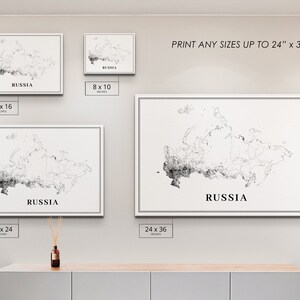 Russia Map Print, Road Map Art Poster, Moscow Russian Federation ...