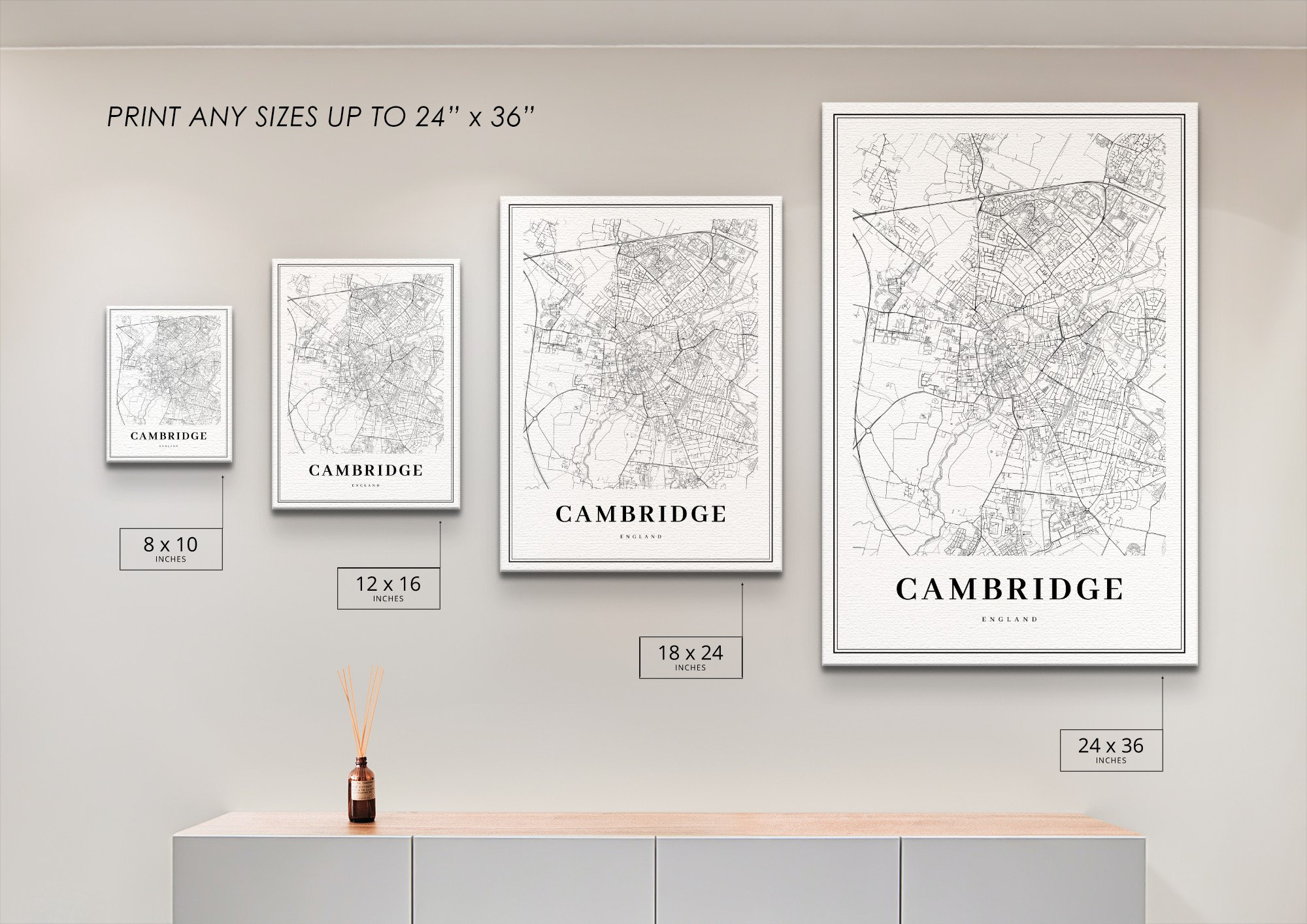 Cambridge England Map Print United Kingdom UK Map Art Poster - Etsy UK