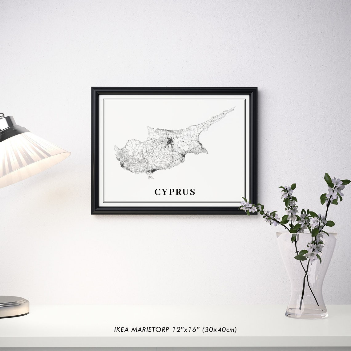 Cyprus Map Print Map Art Poster Κυπριακή Kıbrıs Cumhuriyeti | Etsy