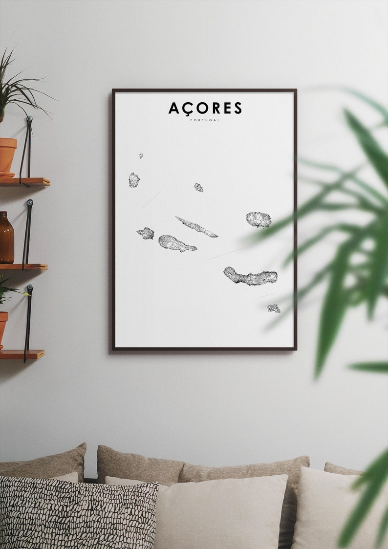 Azores Map Print Açores Portugal Road Map Poster São Miguel | Etsy