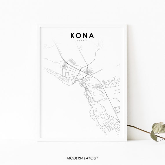 Kailua-kona HI Map Print Hawaii USA Map Art Poster Kona Big | Etsy
