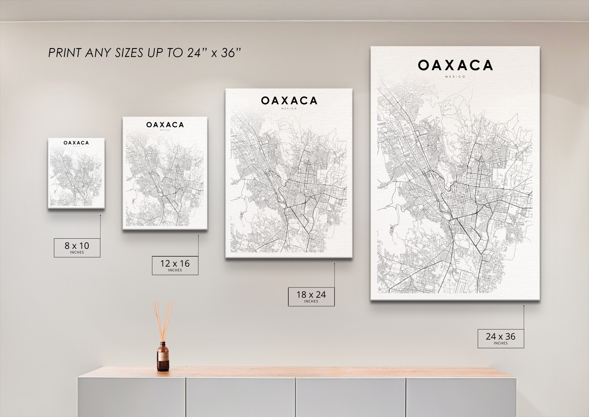 Oaxaca Mexico Map Print, Map Art Poster, Oaxaca De Juárez, City Street ...