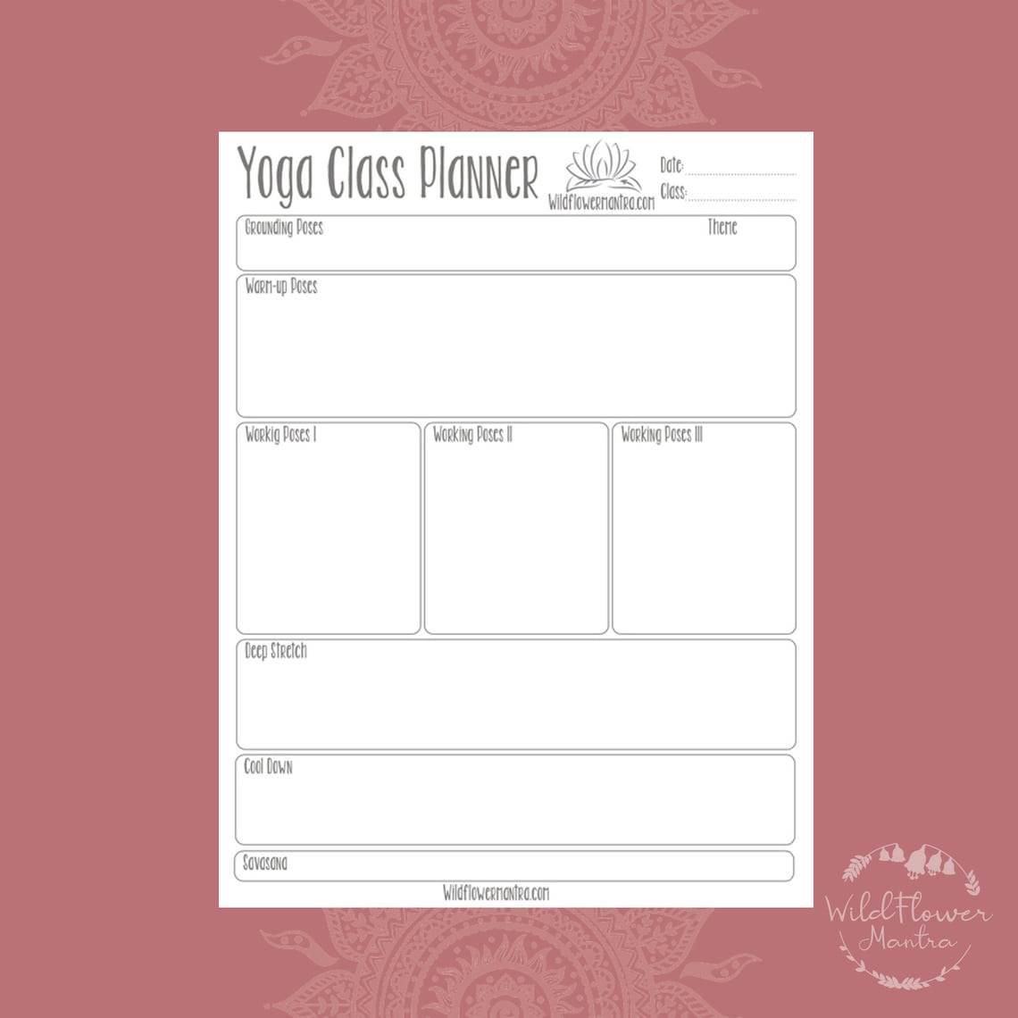 Yoga Class Planner, Printable Yoga Sequence Planner, Yoga Sequencing ...