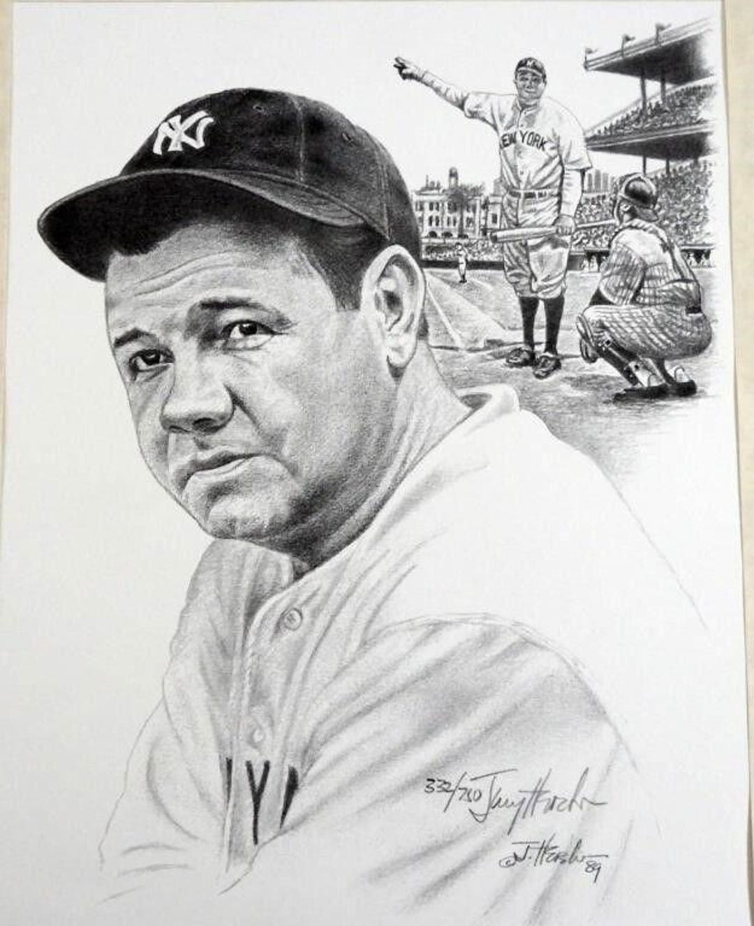 Babe Ruth Calls His Shot Lithograph by Jerry Hersh 332/750 - Etsy