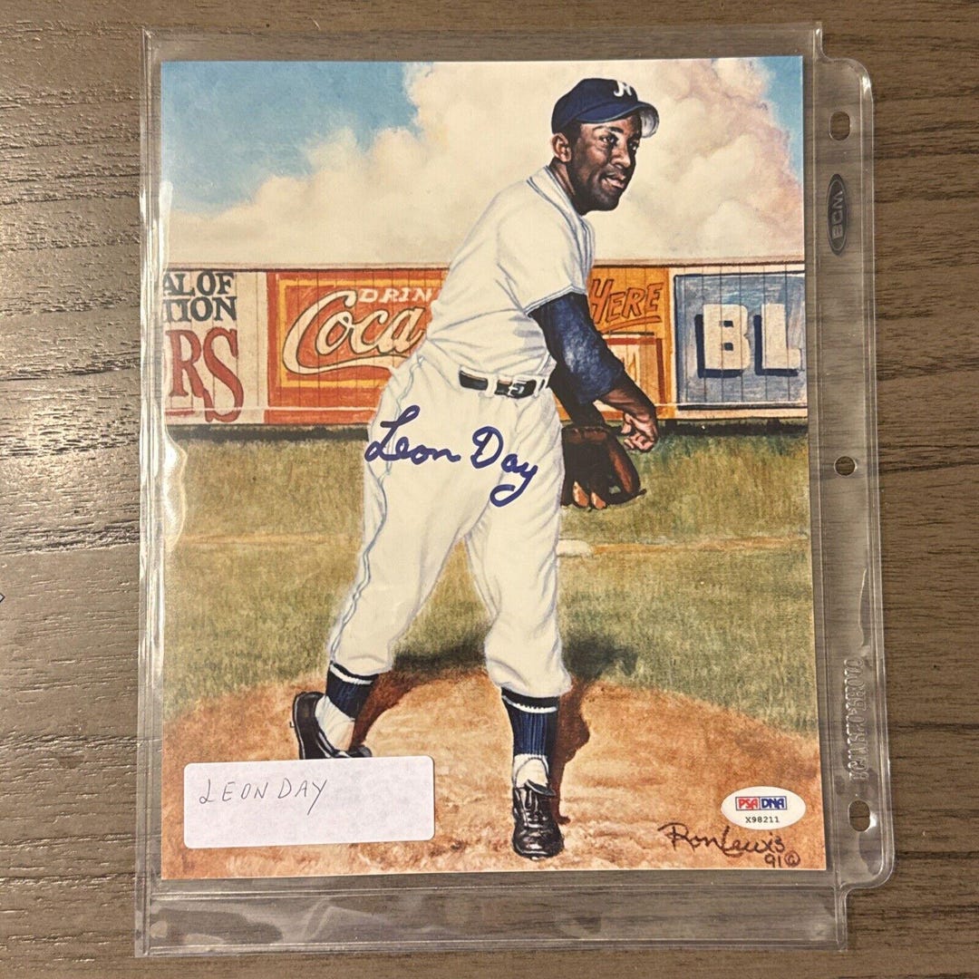Leon Day Signed 8X10 Photo-hof-baltimore Black Sox-negro Leagues-psa - Etsy