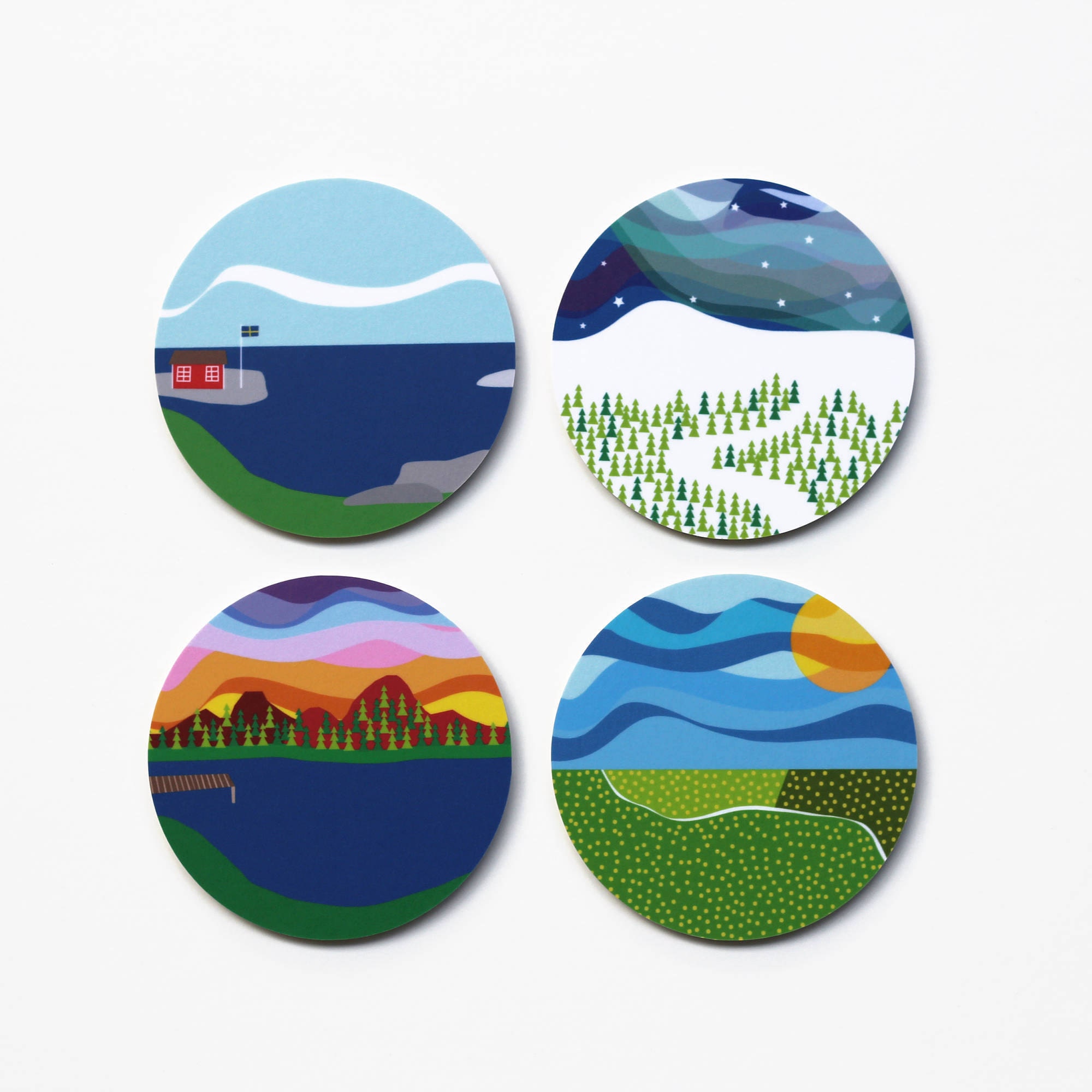 Handmade Illustrated Coasters "swedish Seasons" Motifs From the Nature ...
