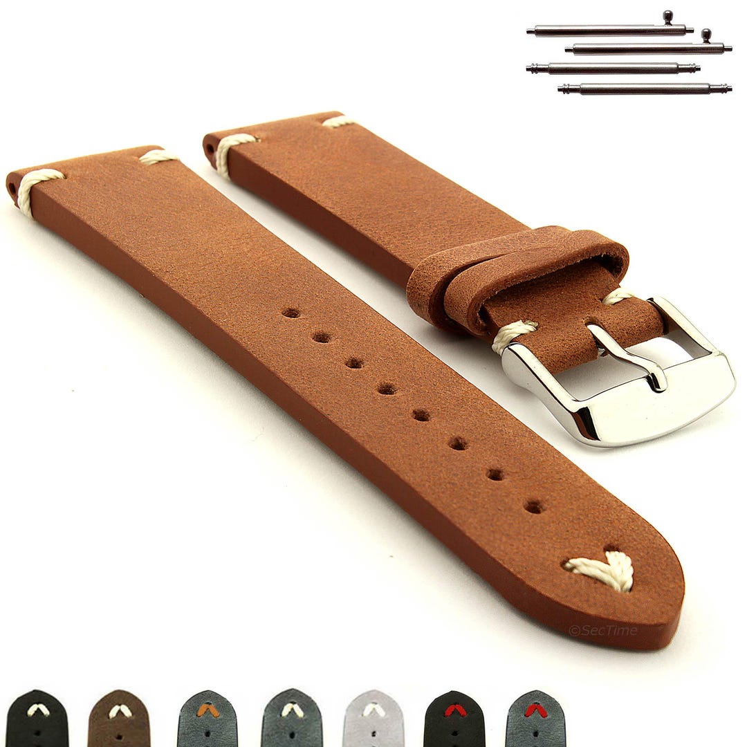 18mm 20mm 22mm 24mm Vintage Style Genuine Leather Watch Strap ...