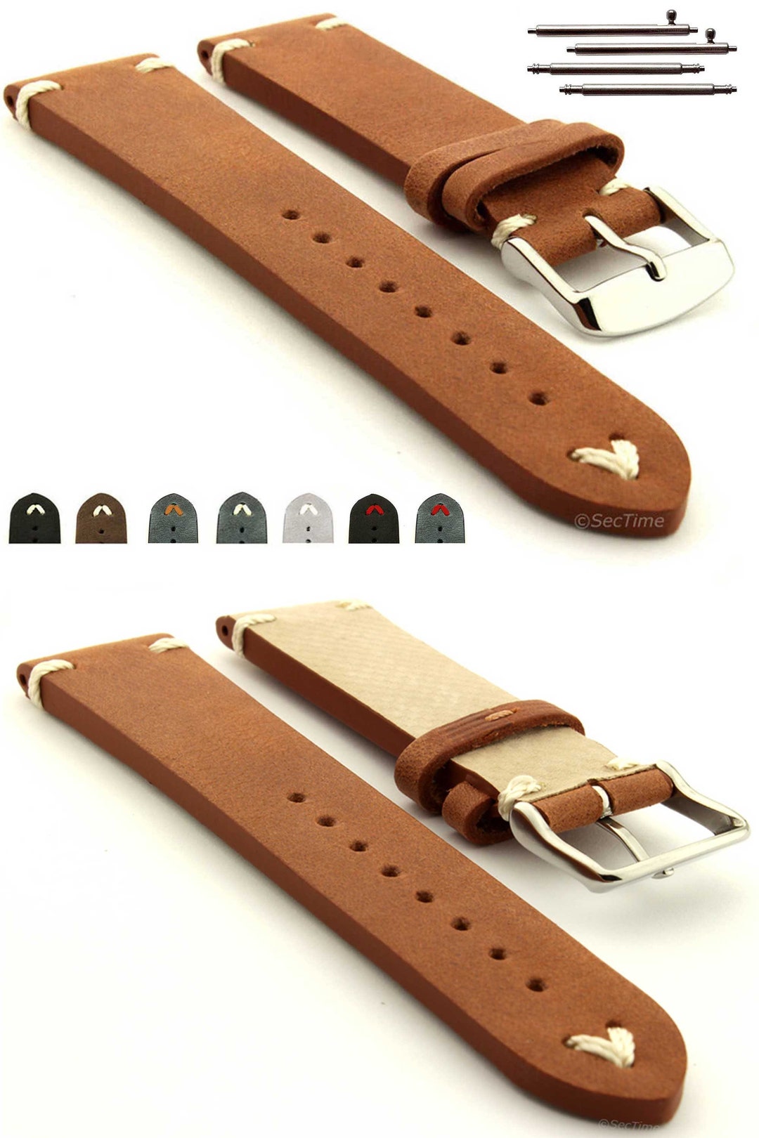18mm 20mm 22mm 24mm Genuine Leather Watch Strap Band Blacksmith Vintage ...