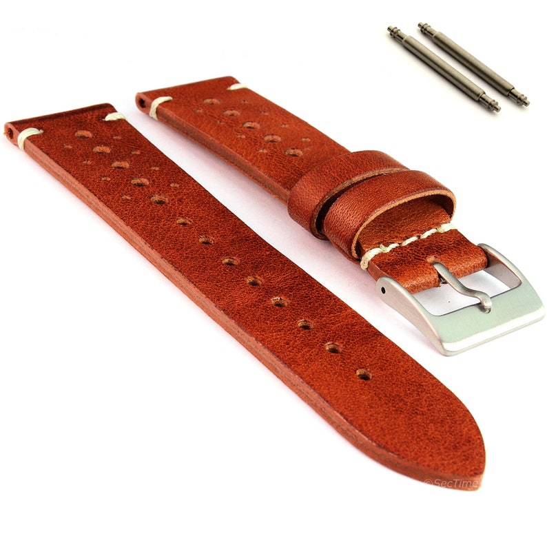 18mm 19mm 20mm 22mm Perforated Genuine Leather Watch Strap Band Mirage ...