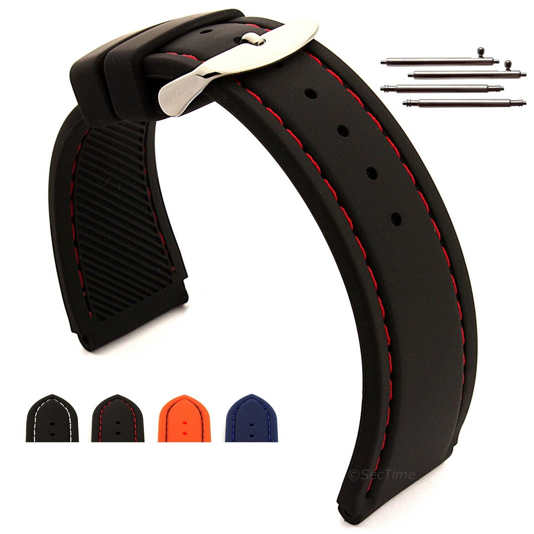 18mm 20mm 22mm 24mm Notched Corners Silcone Rubber Waterproof Watch ...