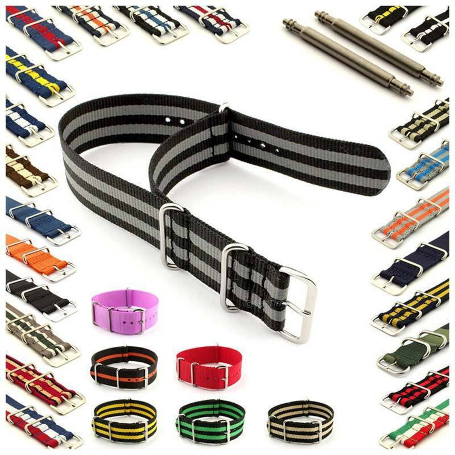 16mm 18mm 20mm 22mm 24mm Nylon Nato Watch Strap Band Fixed/standard ...
