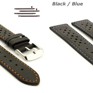 18mm 20mm 22mm Quick Release Genuine Leather Perforated Watch Strap ...