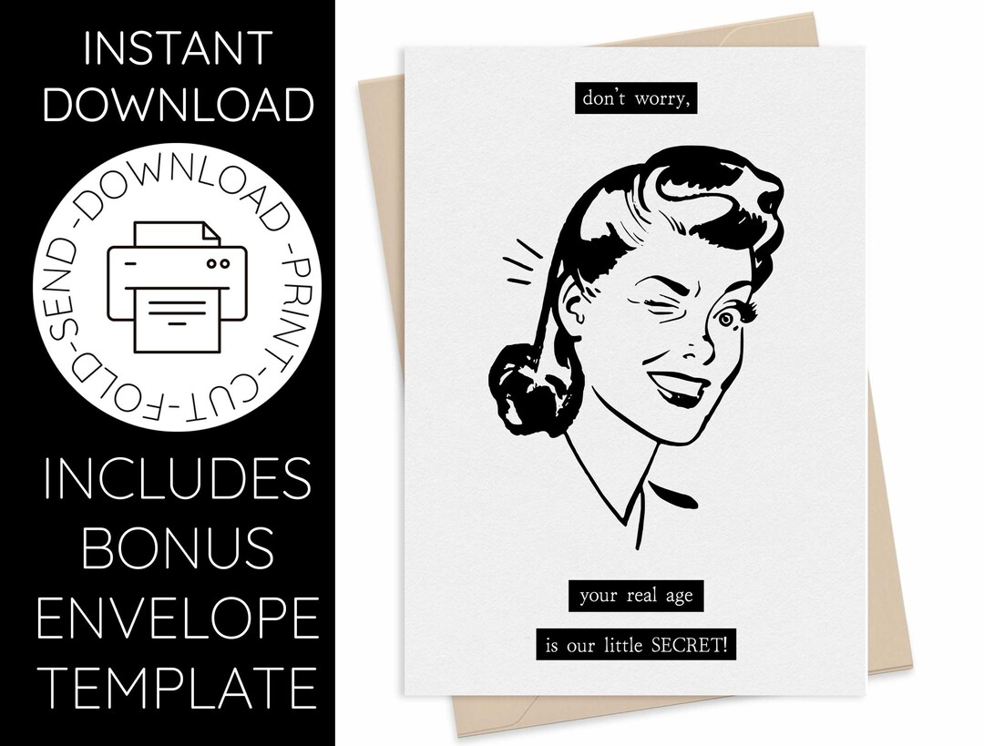 Sassy Birthday Card Printable Birthday Card Housewife Birthday Card Retro Birthday Card Etsy