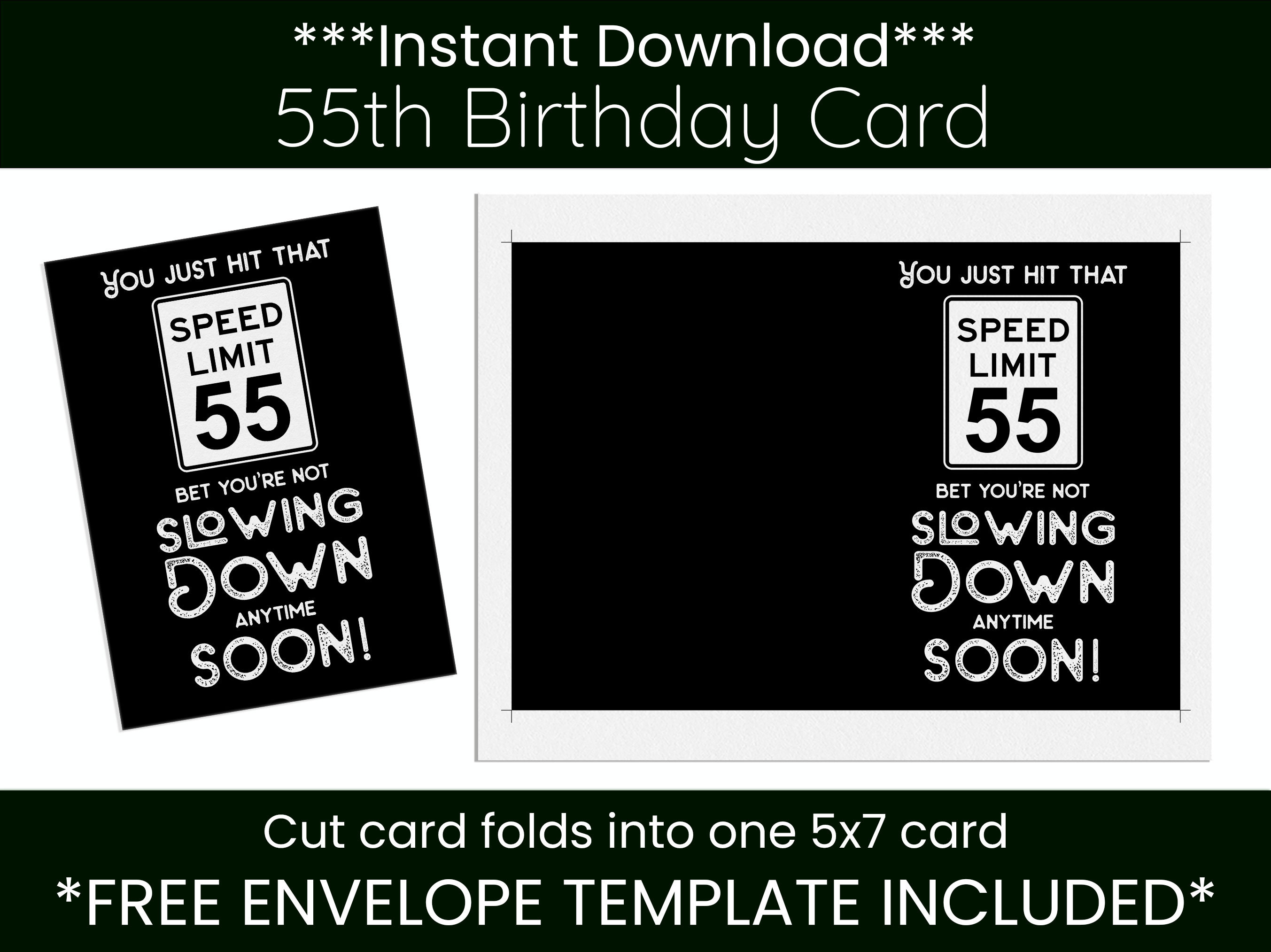 Printable 55th Birthday Card, 55th Birthday Card, Racing Birthday Card ...