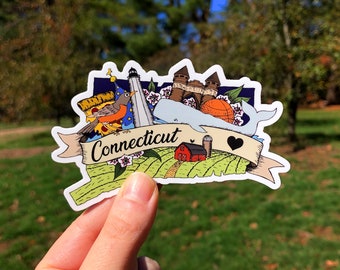 Connecticut State Sticker Connecticut Map-shaped Sticker US - Etsy