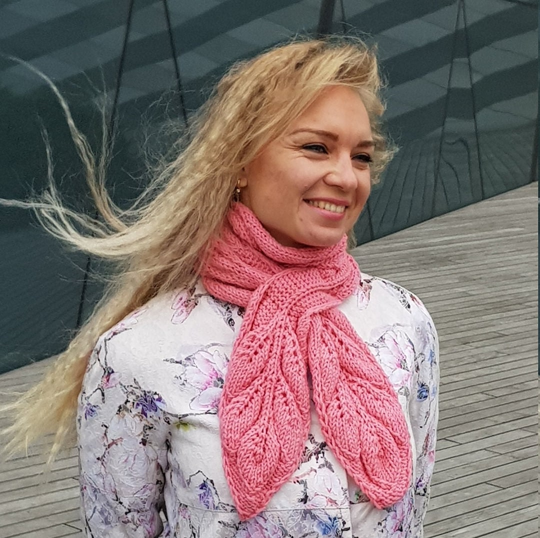 Pink Scarf Women Ladies Scarf Hand Knitted Pink Women Scarf - Etsy
