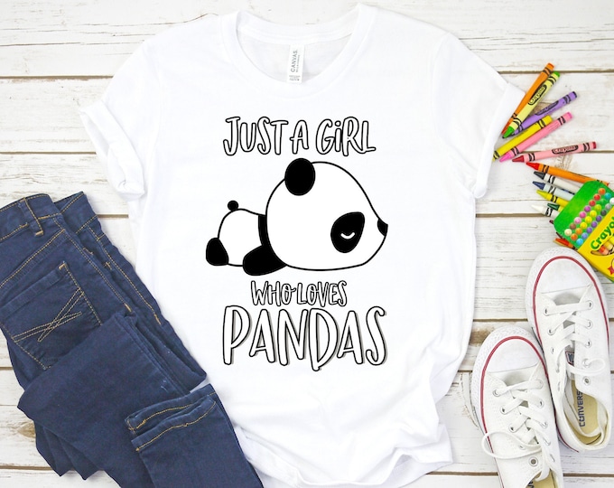 Just a Girl Who Loves Pandas T-shirt, Funny Panda Shirts, Cute Panda ...