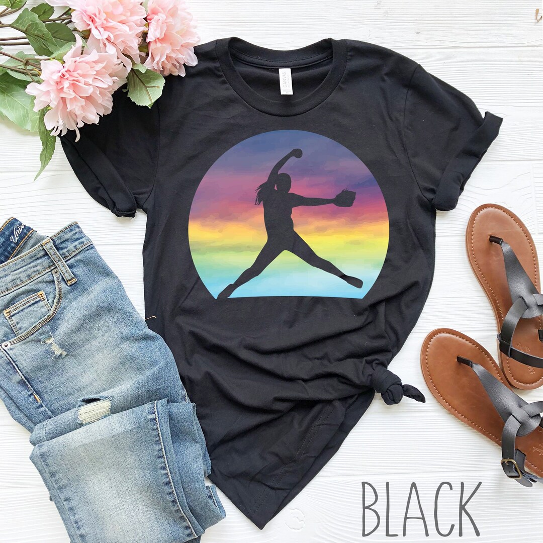 Softball Pitcher Shirt for Women | Retro Sunset Shirt | Softball Gift ...