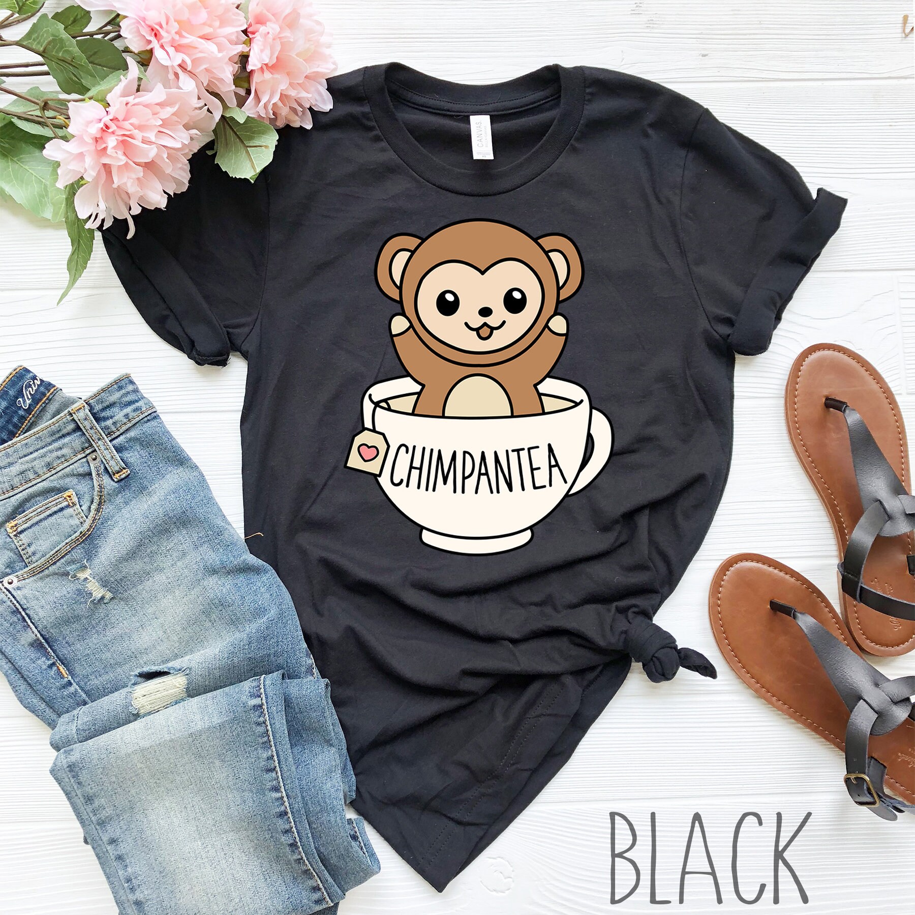 Cute Chimpantea Shirt Funny Chimp Shirt Chimpanzee Shirt | Etsy