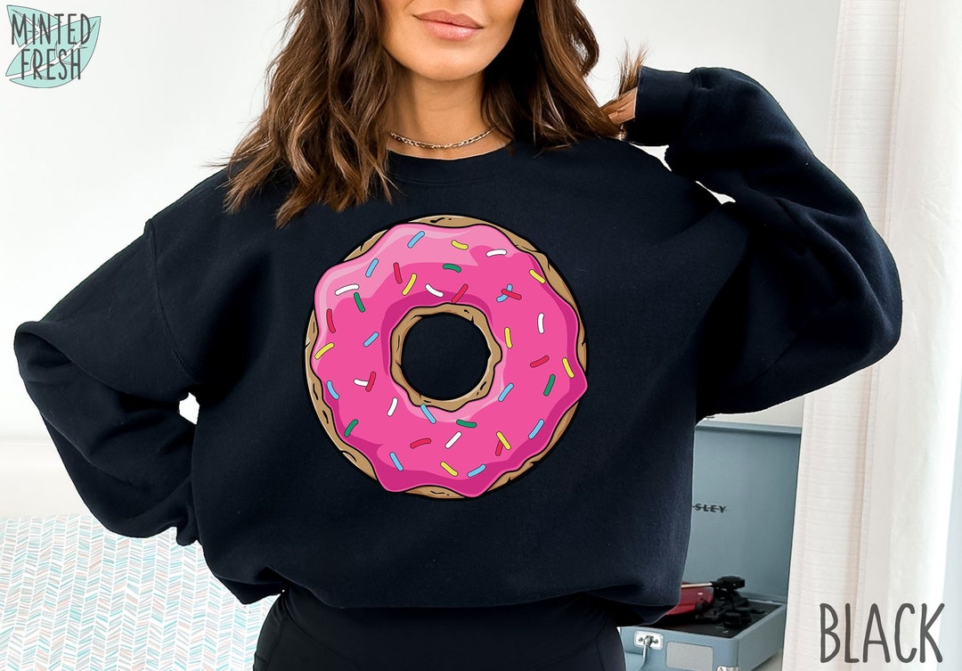 Pink Donut Sweatshirt, Pink Donut Hoodie, Doughnut With Sprinkles ...