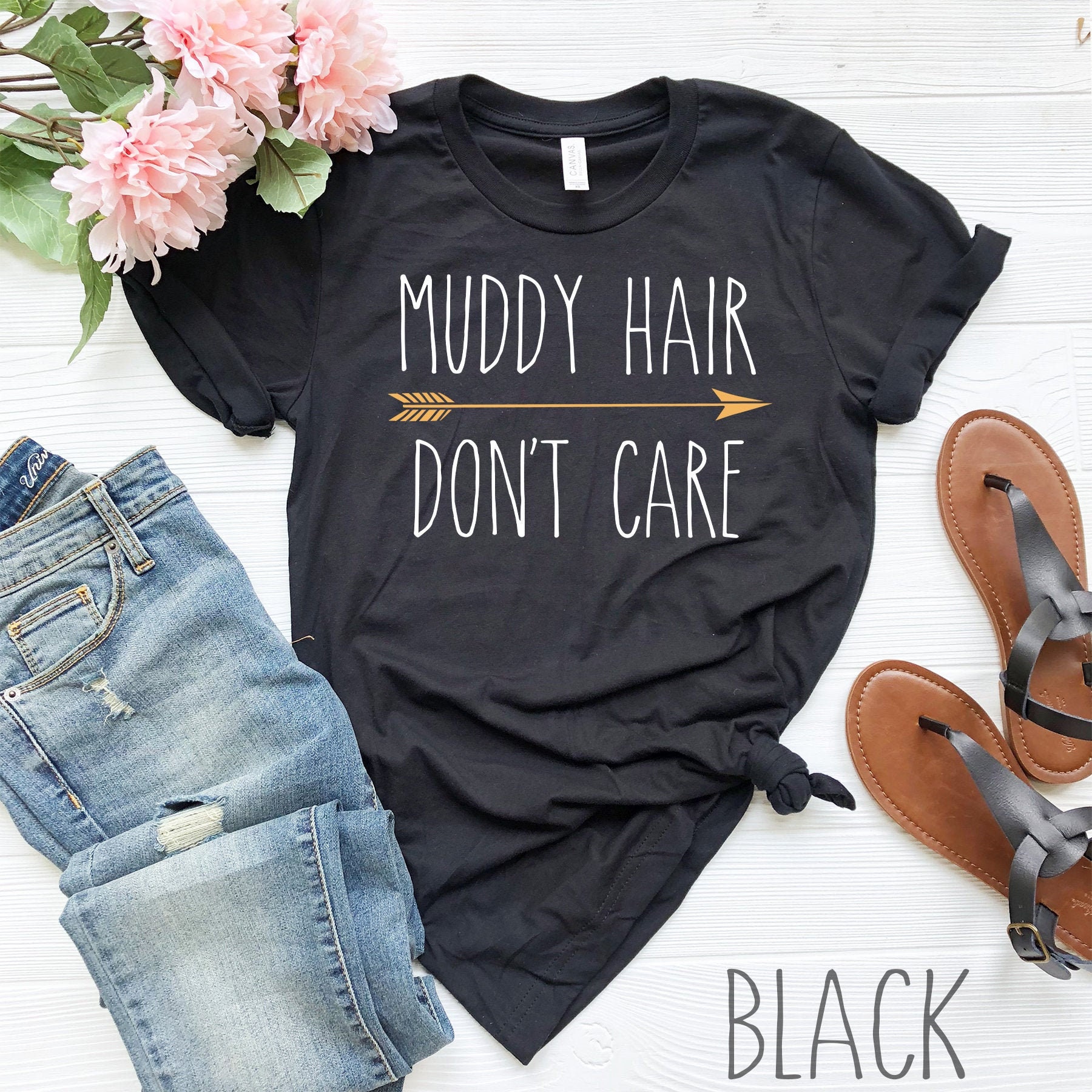 Muddy Hair Don't Care Cute Funny Mudding Shirt Mudding | Etsy