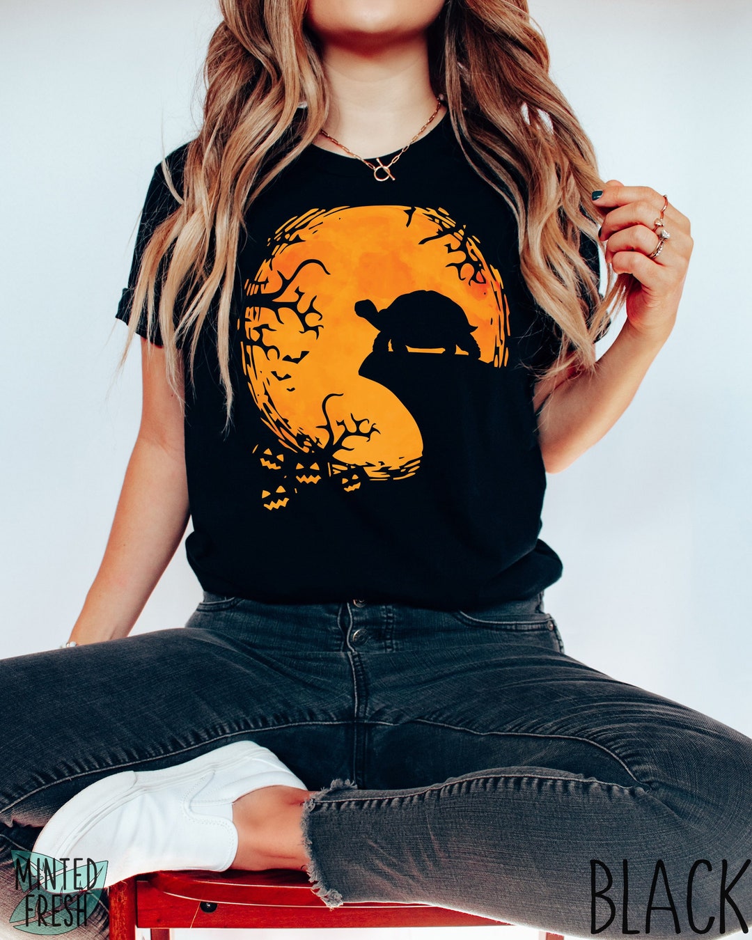 Funny Tortoise Halloween Shirt, Spooky Tortoise Silhouette Shirt ...