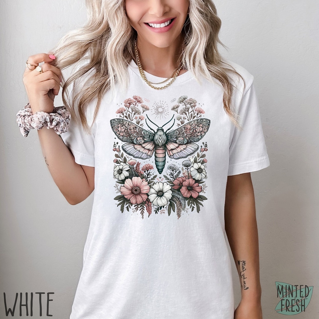 Fairycore Floral Moth Shirt, Floral Fairycore Shirt, Fairycore Clothing ...