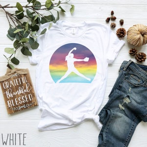 Softball Pitcher Shirt for Women | Retro Sunset Shirt | Softball Gift ...