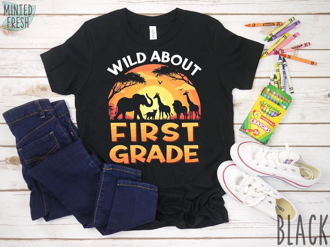 Wild About First Grade Shirt, Zoo Animals Back to School Shirt, 1st ...