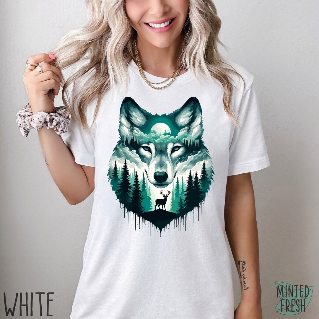 Camisa de lobo majestuosa, camisa amante de la naturaleza, camisa de ...