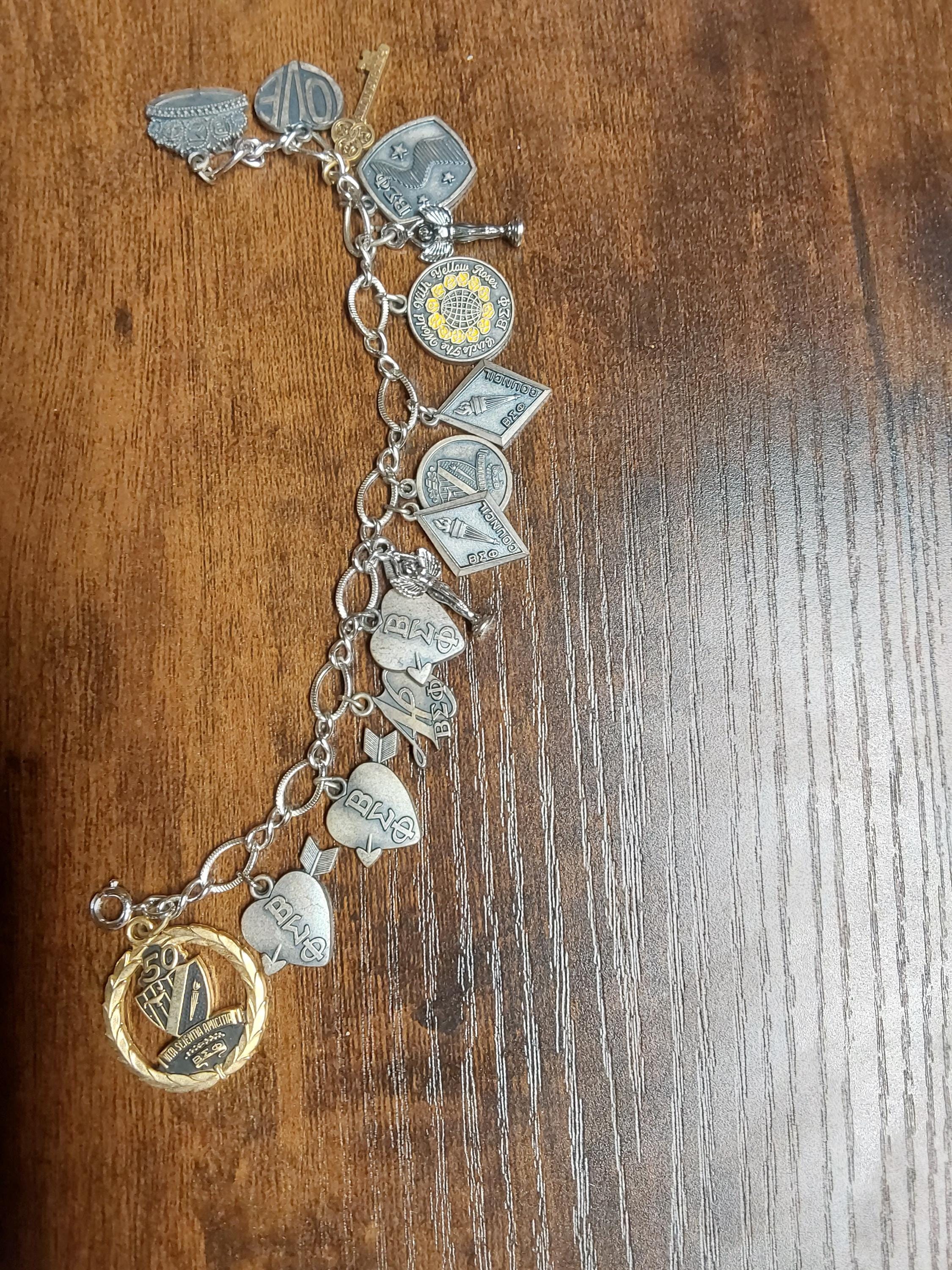 Beta Sigma Phi Vintage Charm Bracelets Set of 3 - Etsy