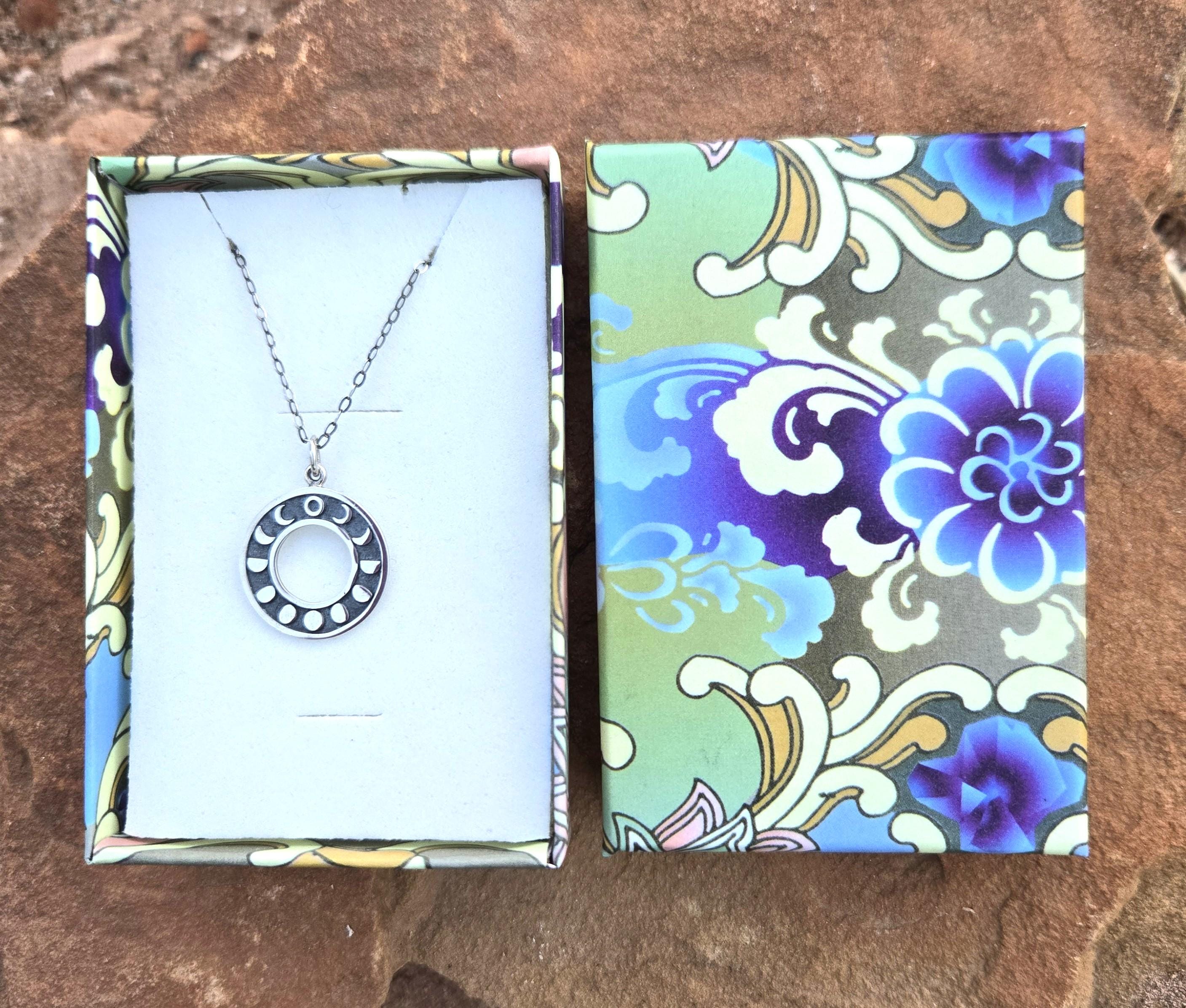 Sterling Silver Phases of the Moon Necklace: Lunar Jewelry Gift - Etsy