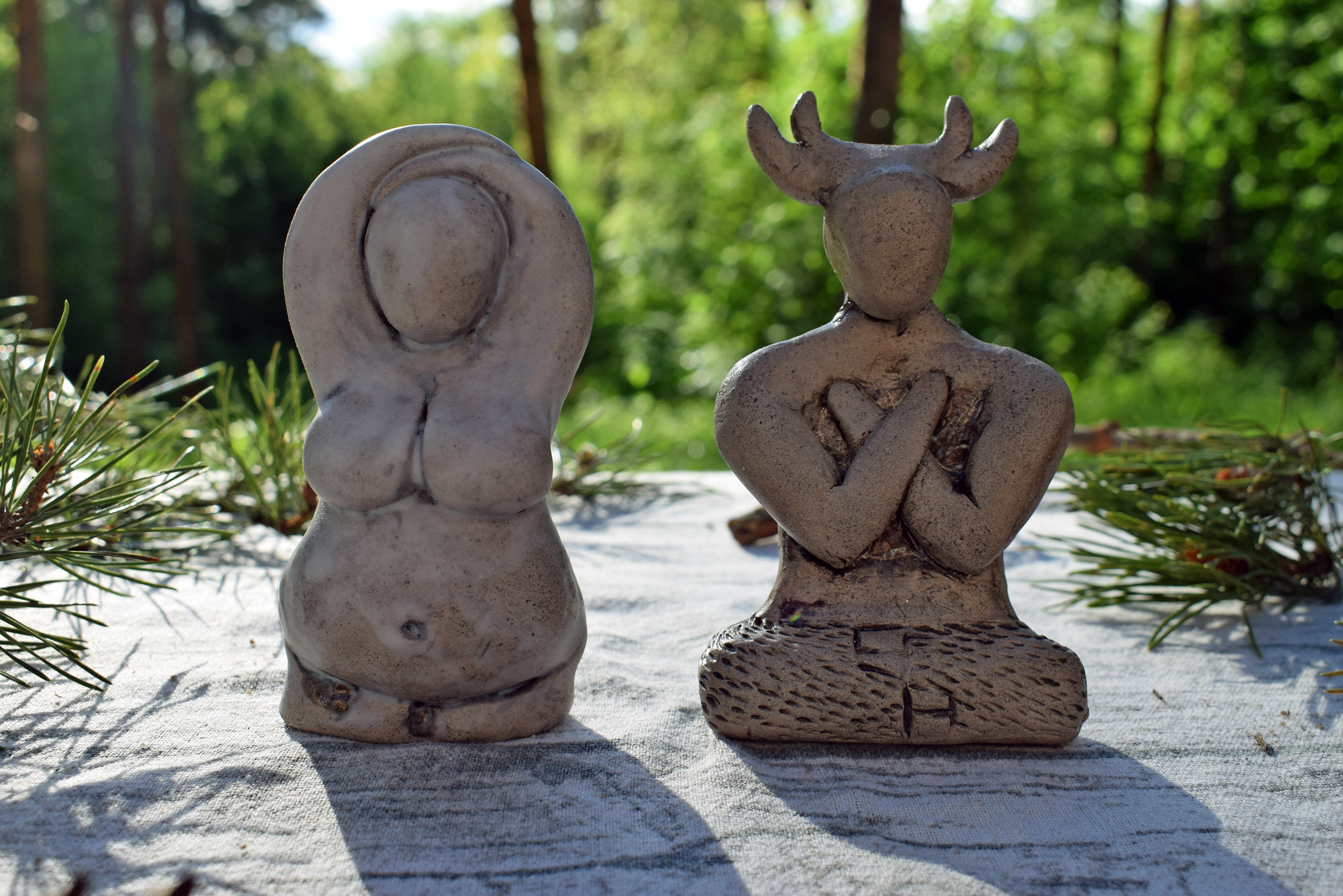 Horned God and Moon Goddess wiccan altar statues set of 2 | Etsy