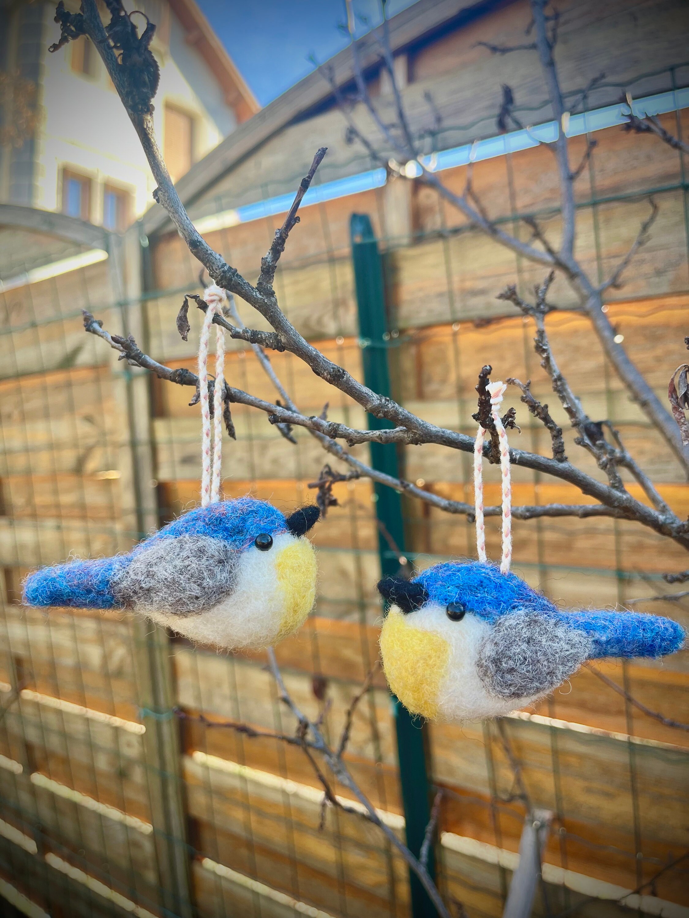 Blue Spring Bird in Felted Wool, Carded Wool Bird to Hang, Spring ...