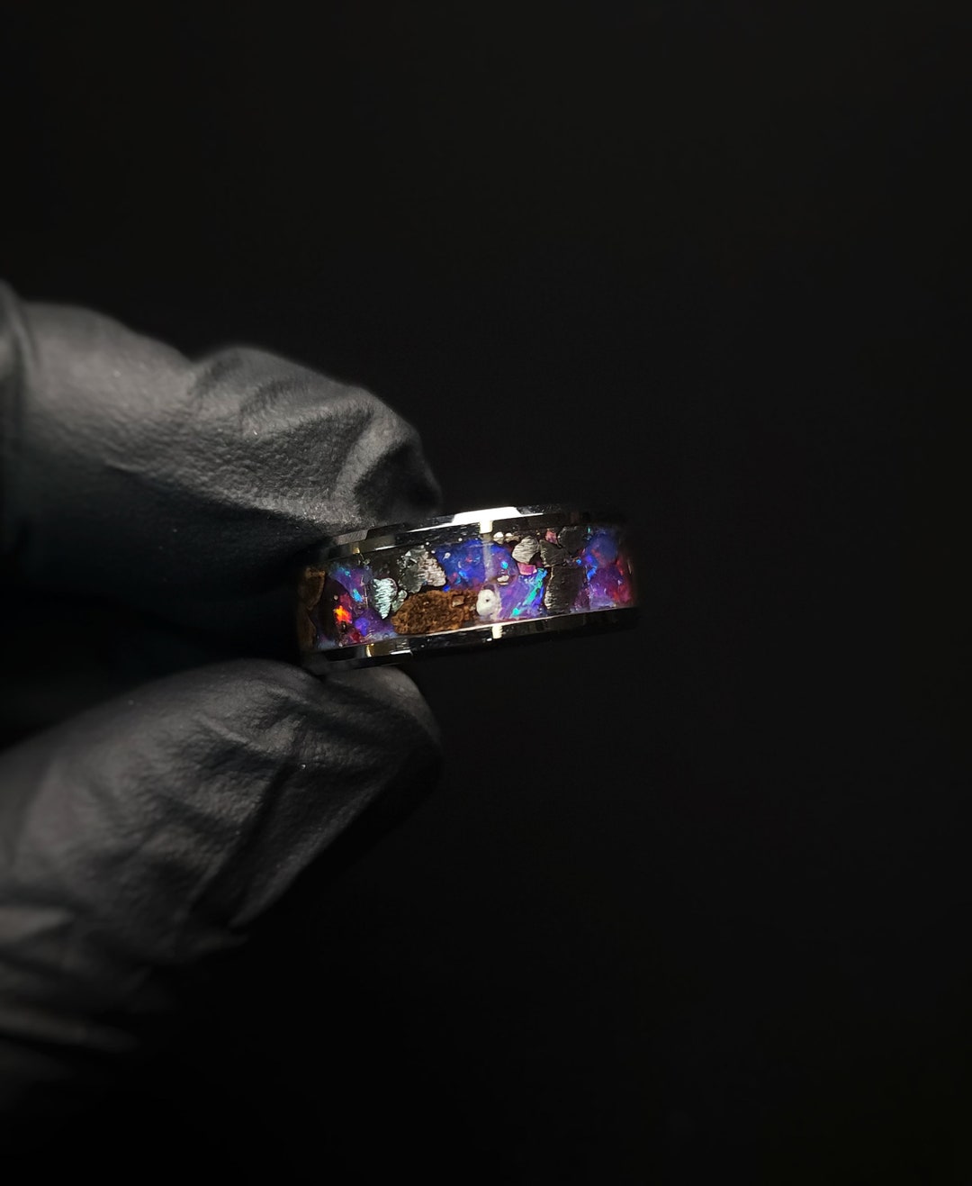 Tyrannosaurus Rex Dinosaur Bone, Meteorite Ring, & Welo Opal Glow Ring ...