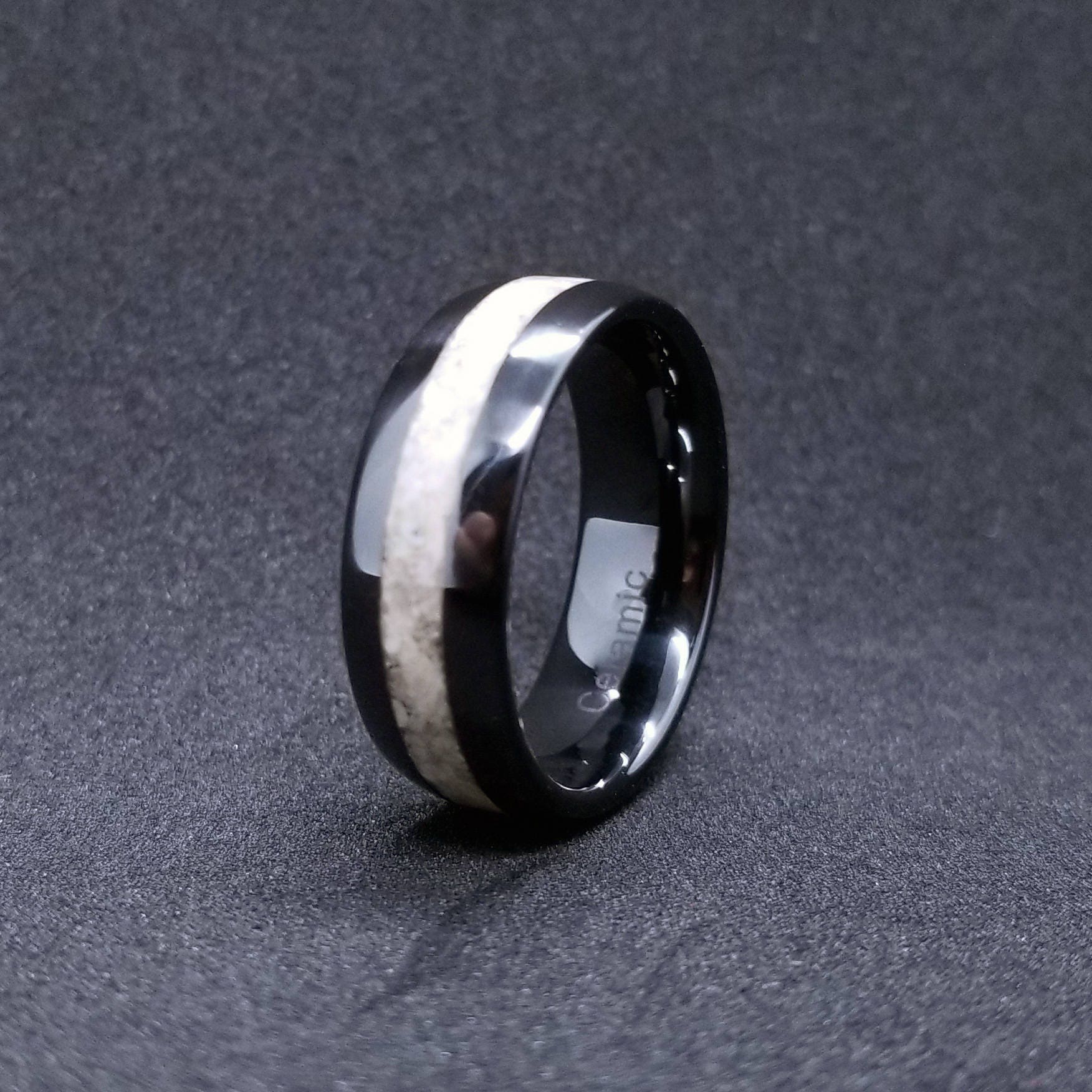 White Dinosaur Bone Ceramic Glow Ring - Etsy