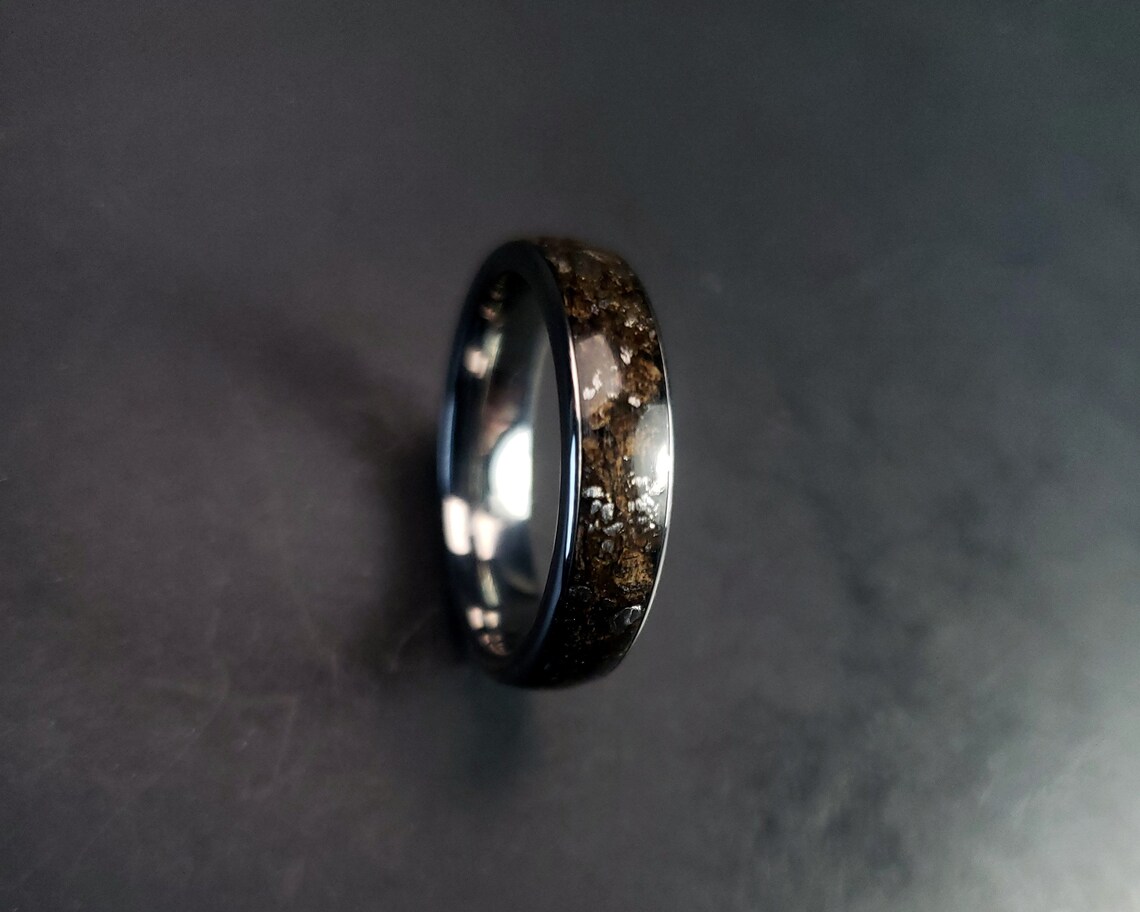 Tyrannosaurs Rex and Meteorite Ring Domed Tungsten Ring | Etsy