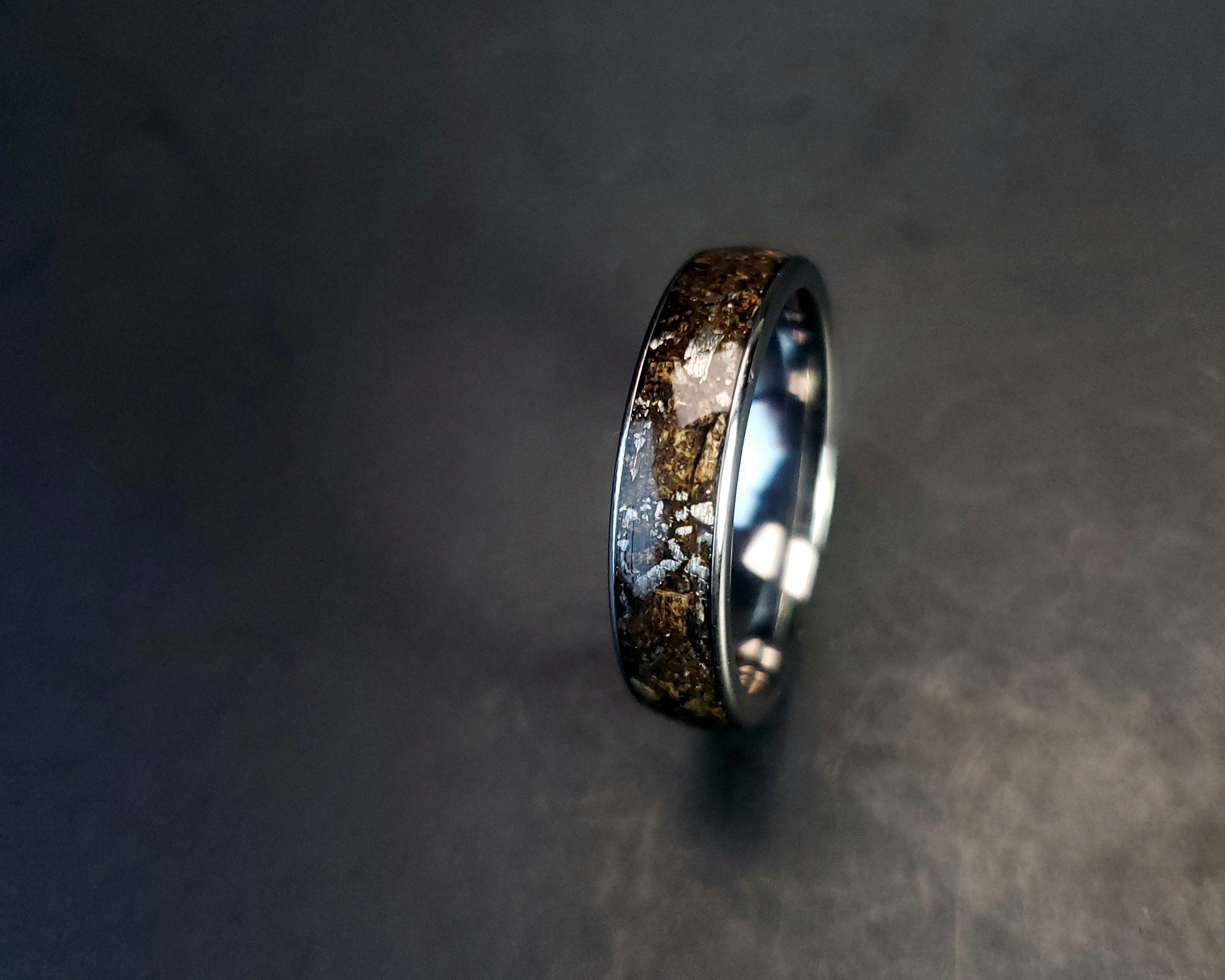 Tyrannosaurs Rex and Meteorite Ring Domed Tungsten Ring | Etsy