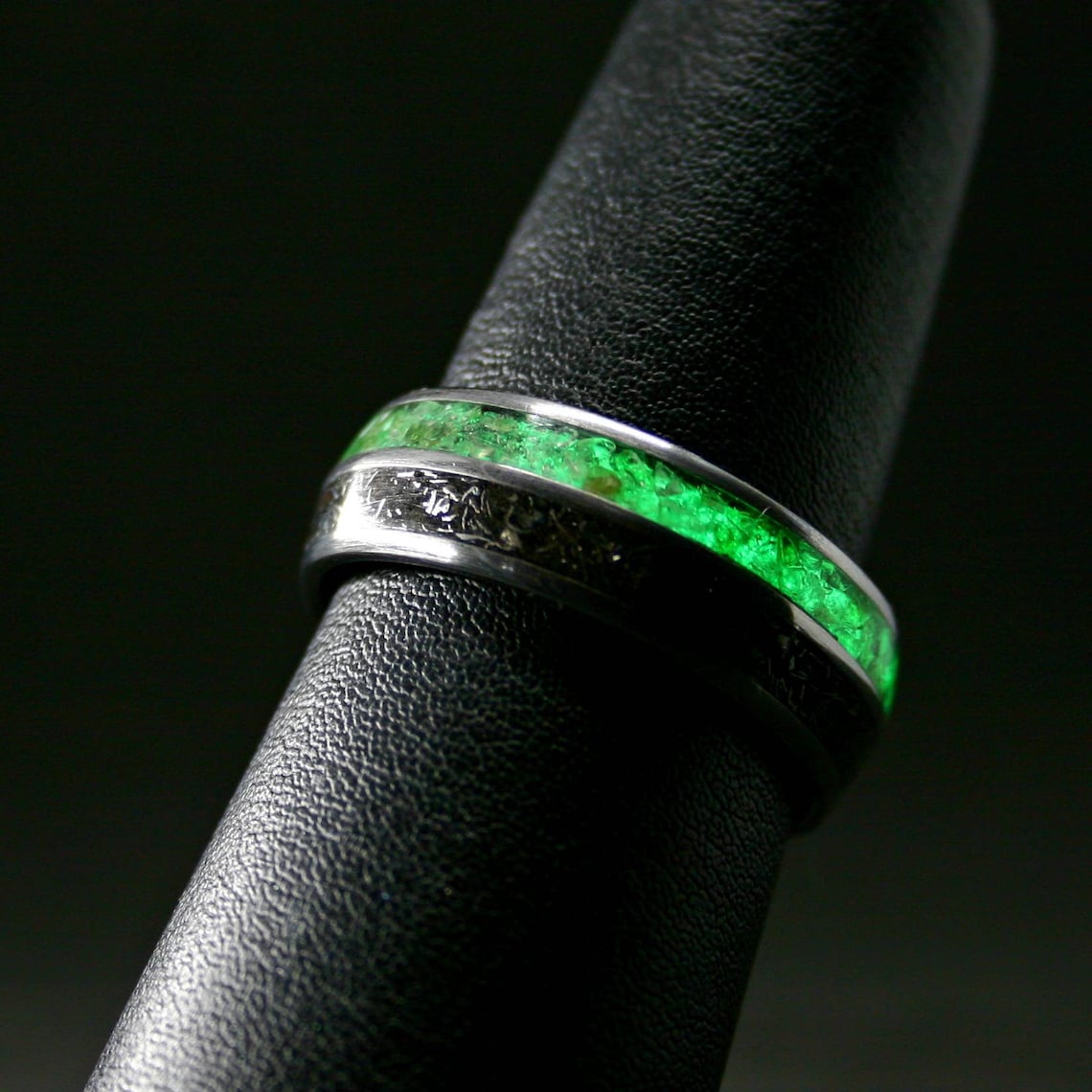 Afterglow Green Meteorite Glow Ring Wedding Band Ultimate - Etsy