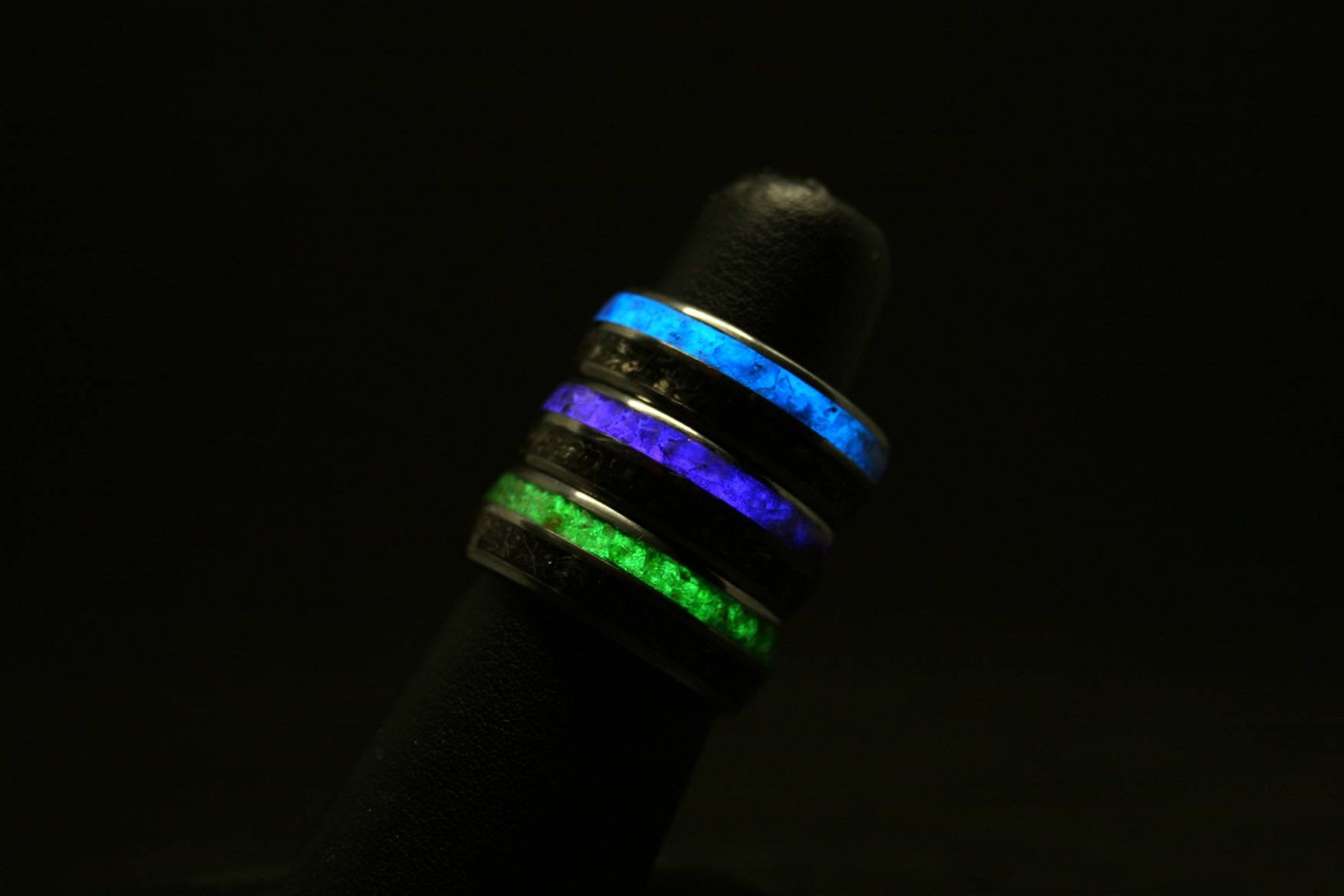 Afterglow Green Meteorite Glow Ring Wedding Band Ultimate - Etsy