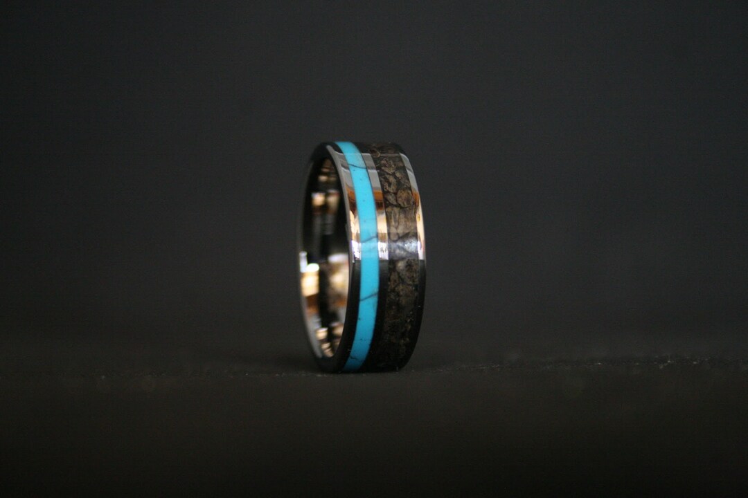 Tyrannosaurus Rex Fossil & Turquoise Ring, Authentic T-rex Bone ...