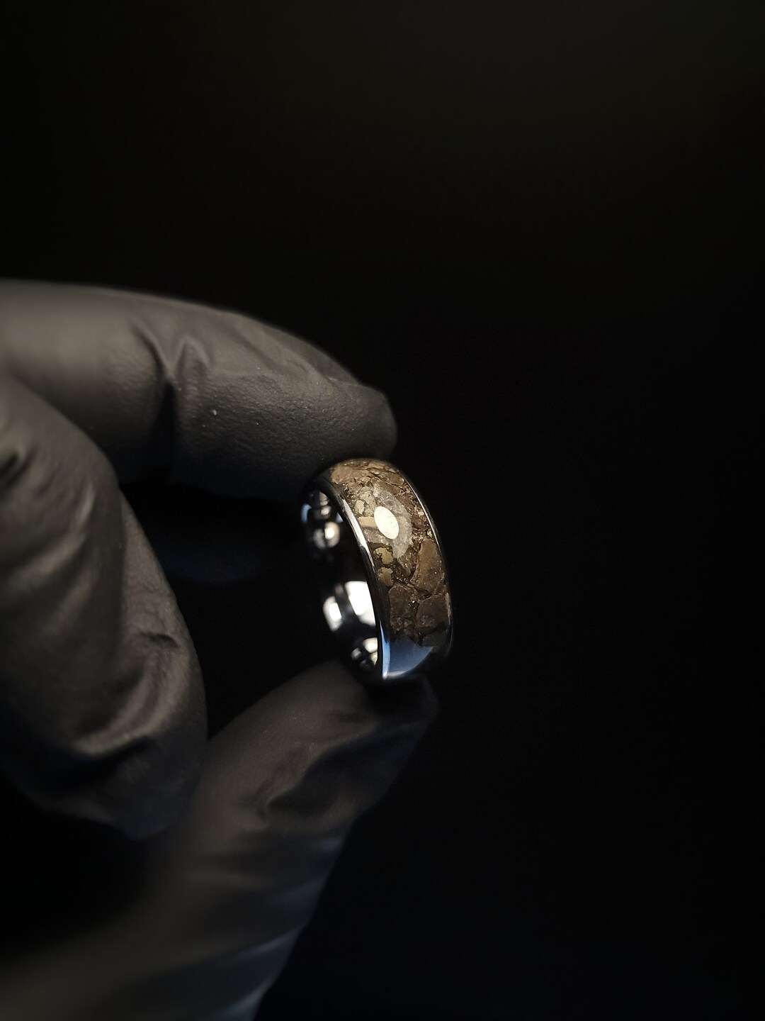 Stegosaurus & Pyrite Wedding Band, Dinosaur Bone Fossil Ring - Etsy