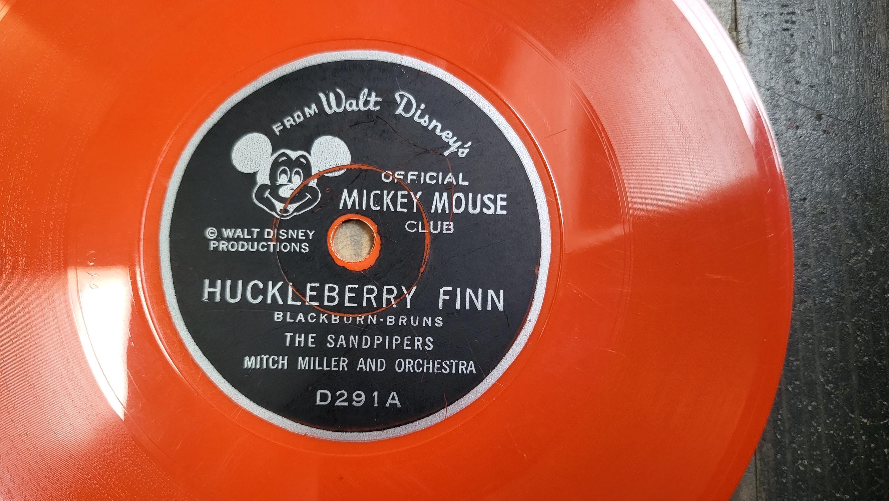 Rare Vintage Mickey Mouse Club 45 Record Huckleberry Finn and Tom ...