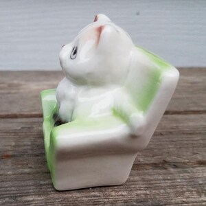 Vintage Cat in Green Chair Figurine Collectible - Etsy