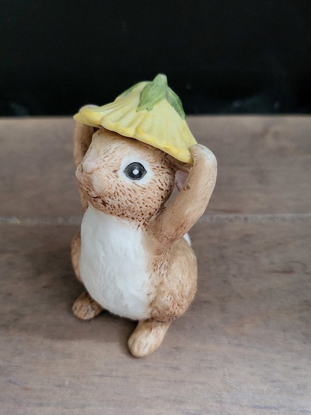 Vintage Porcelain Rabbit Figurine Wearing Flower Hat - Etsy