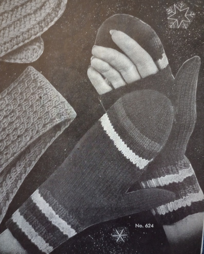 Vintage 50's Knit Women's Open Palm Mittens Pattern Instant PDF ...