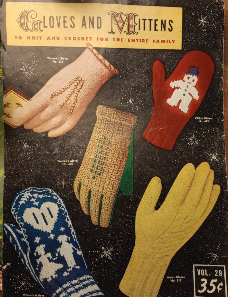 Vintage 50's Knit Women's Open Palm Mittens Pattern Instant PDF ...