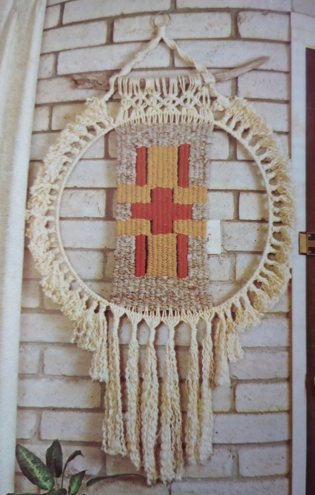 Vintage 70's Macrame Wall Hanging Wall Art Pattern "cherokee Sunburst ...