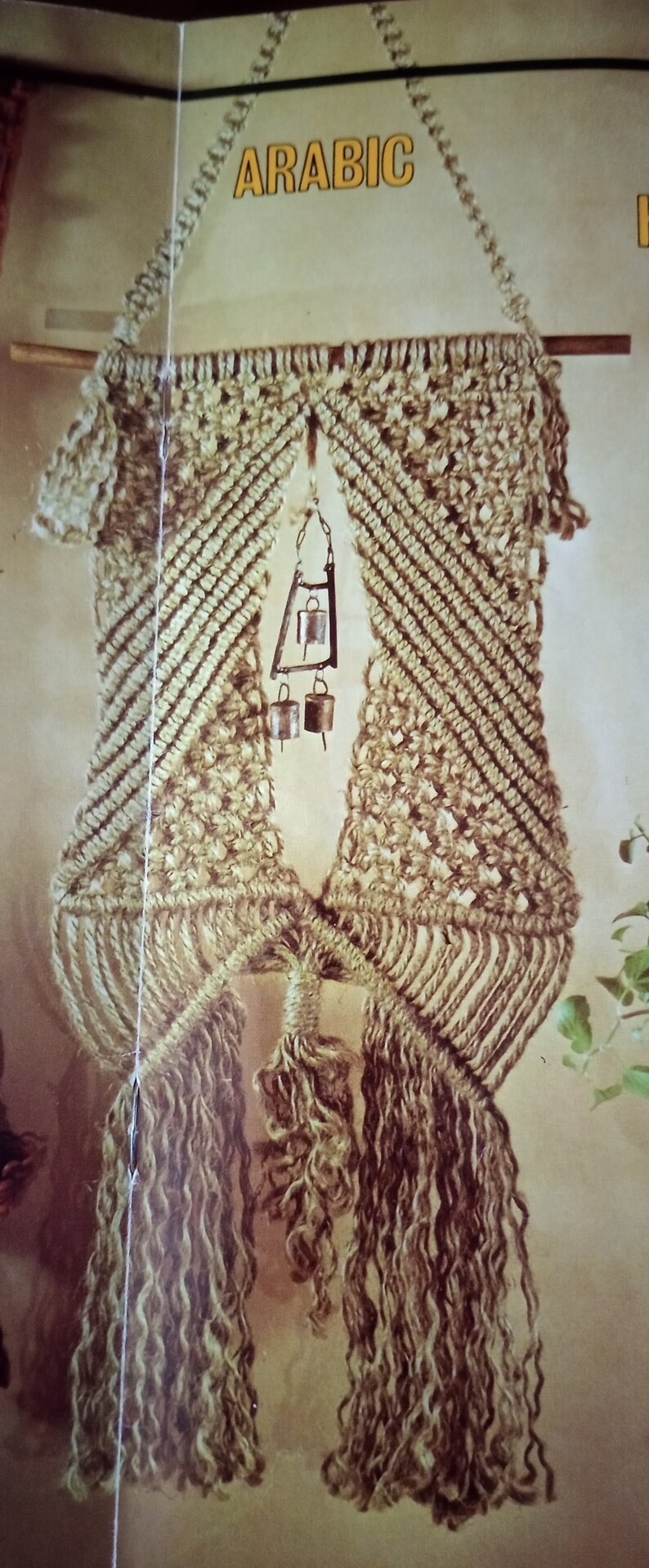 Vintage 70's Macrame Wall Hanging Wall Art Pattern "arabic" Instant PDF ...