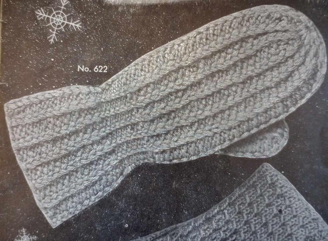 Vintage 50's Knit Women's Two-needle Mittens Pattern Instant PDF ...